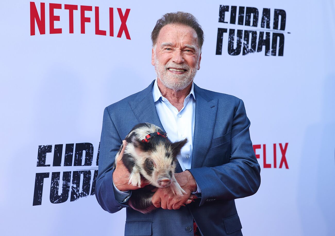 La curiosa compañía de Arnold Schwarzenegger en su último photocall ...
